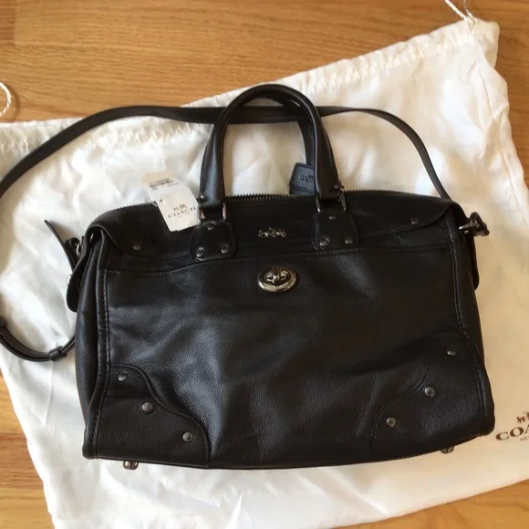 New Coach Rhyder Satchel Black Leather(COACH F33689)